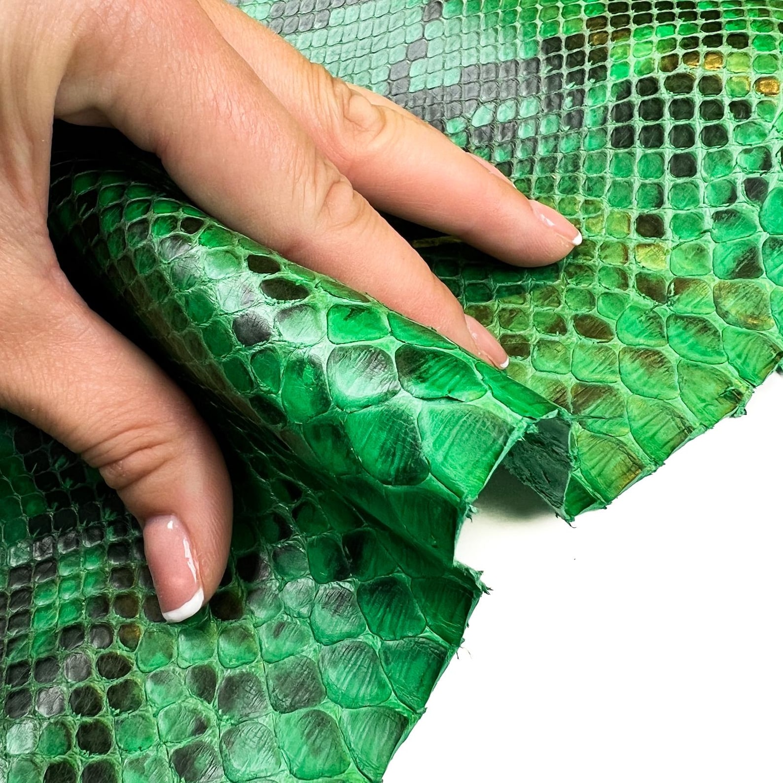 Bright Green Genuine Pythons Leather Full Skins 75cm // 2.6 Tf and ...
