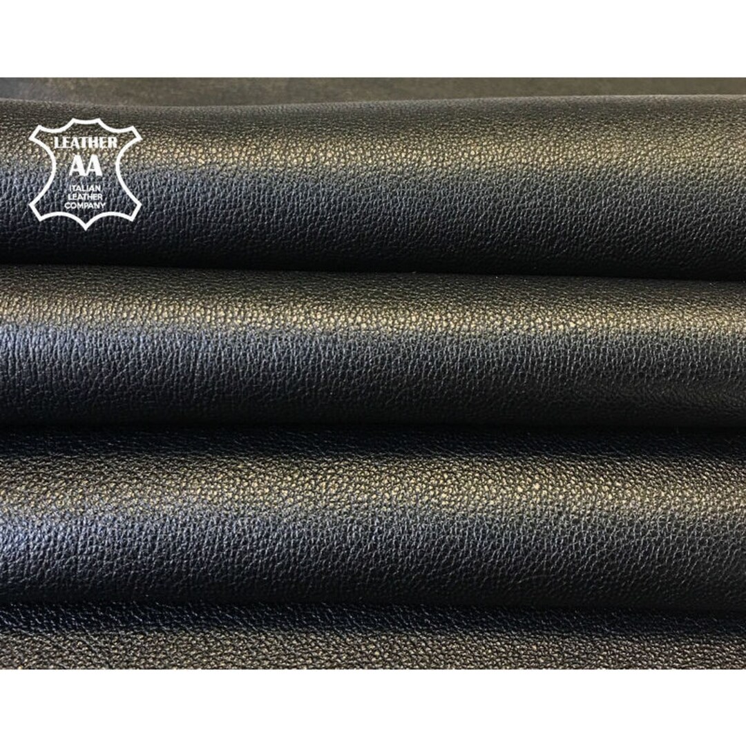 Black Textured Leather Fabric// Shiny Black Sheepskin Pieces// - Etsy