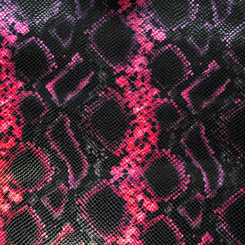 Classic Red Snake Print Leather Pieces / Genuine Lambskin | Etsy