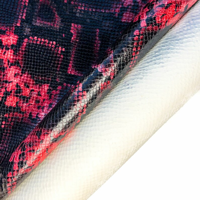 Classic Red Snake Print Leather Pieces / Genuine Lambskin | Etsy