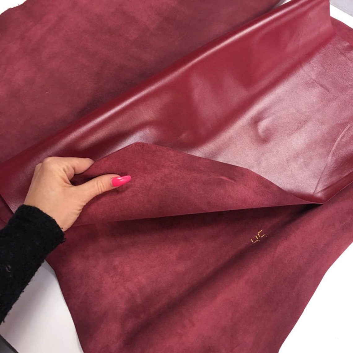 BURGUNDY leather material Dark red sheep skin sheets for | Etsy