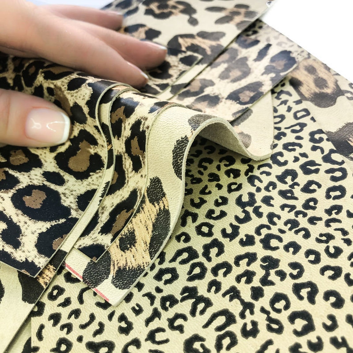 MIX LEOPARD Print Real Leather Scrap Pack Pre-cut DIY Genuine | Etsy