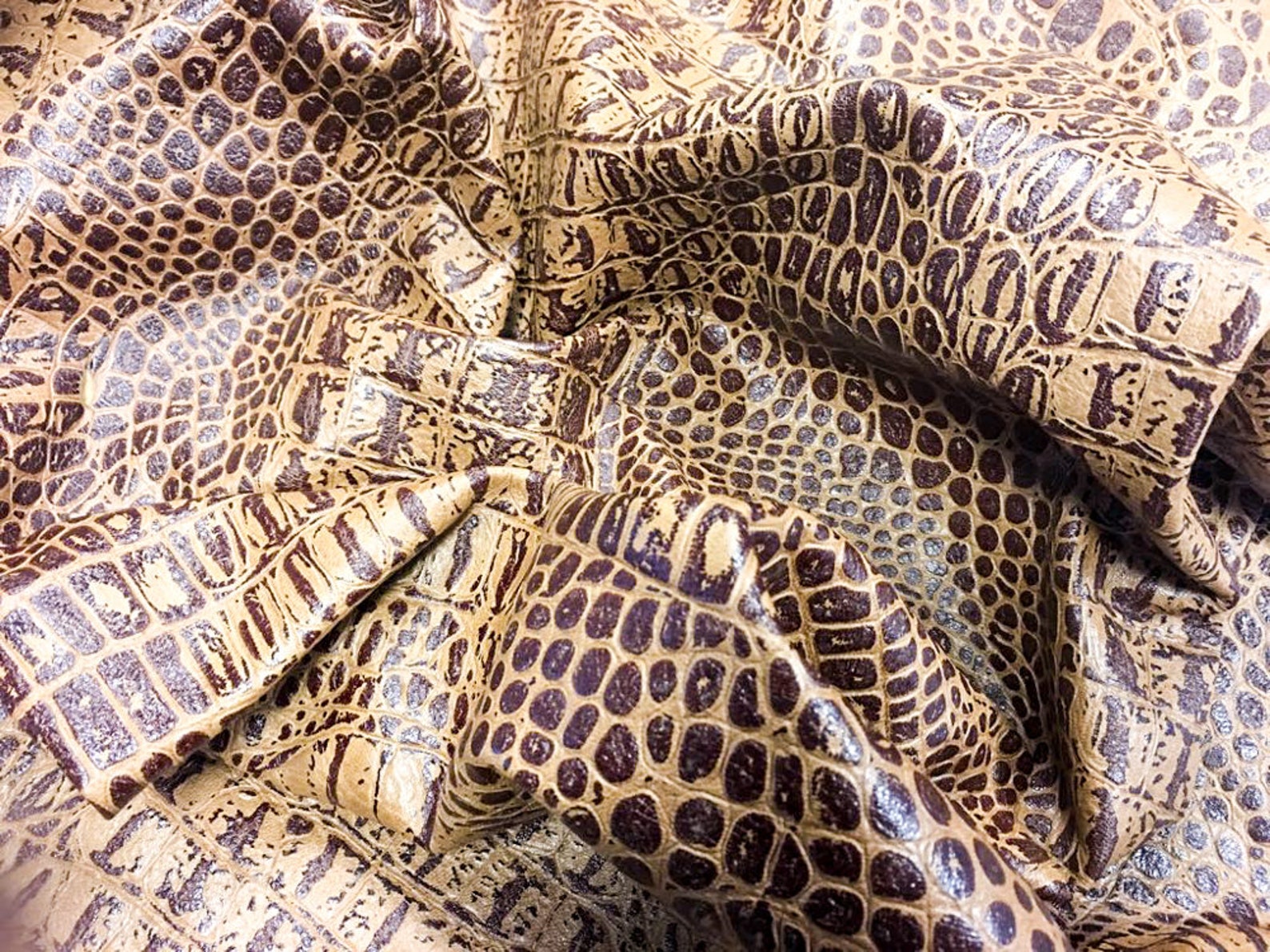 Crocodile Print Leather Fabric Brown Leather Fabric Natural - Etsy