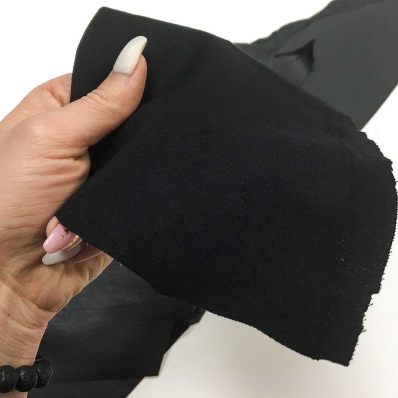 BLACK STRETCH Leather Mix Genuine Leather off Cuts Elastic | Etsy