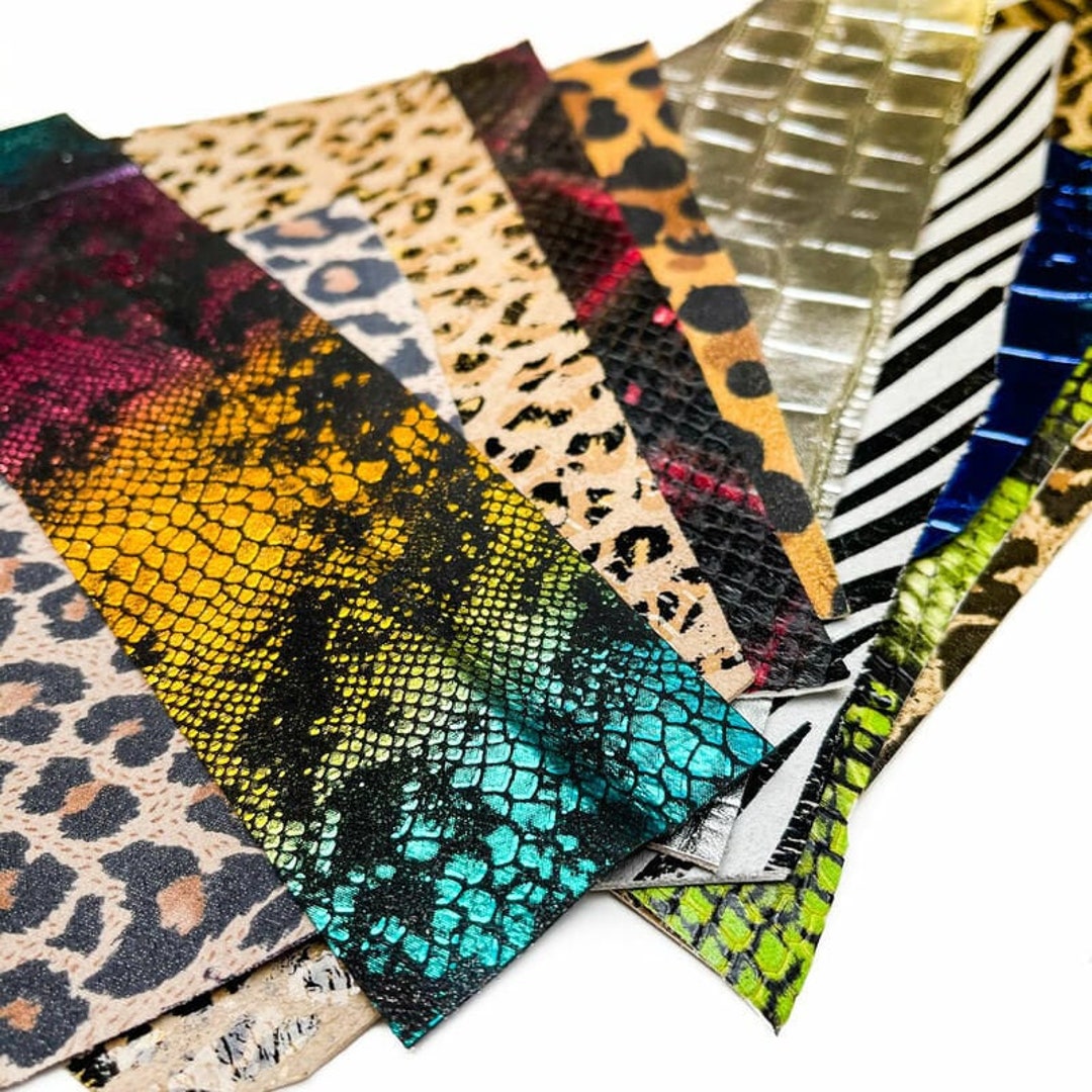 Animal Print Leather // Surprise Scraps // All Size Pre-cut DIY Sample ...