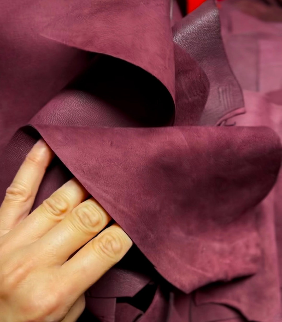 1.2 Kg / 2.65 Lbs Dark Red Burgundy Sheepskin Leather Scrap Pack ...