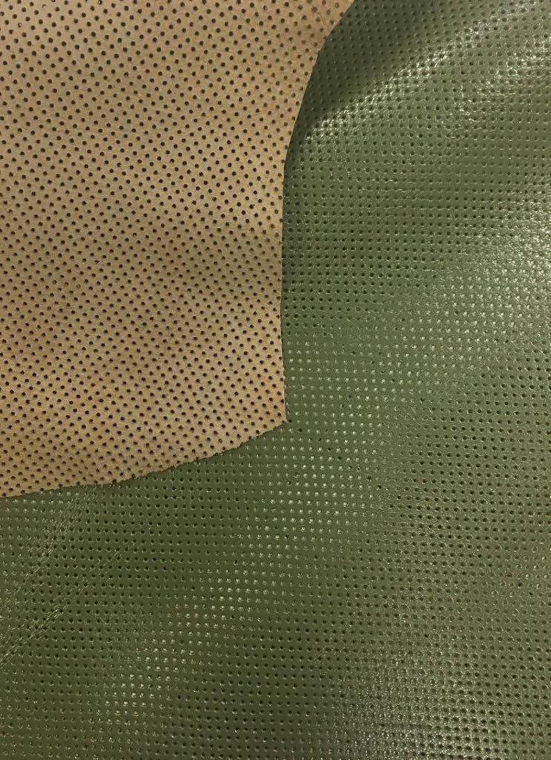 GREEN perforated leather Genuine Sheep sheets for sewing OLIVE | Etsy