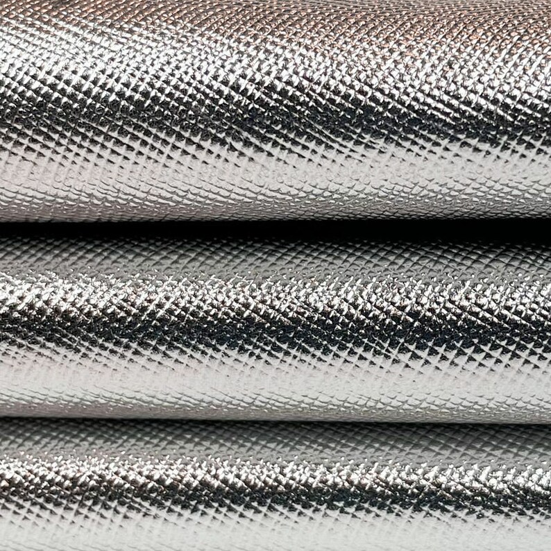 Silver Leather Fabric // Metallic // Real Animal Leather // - Etsy