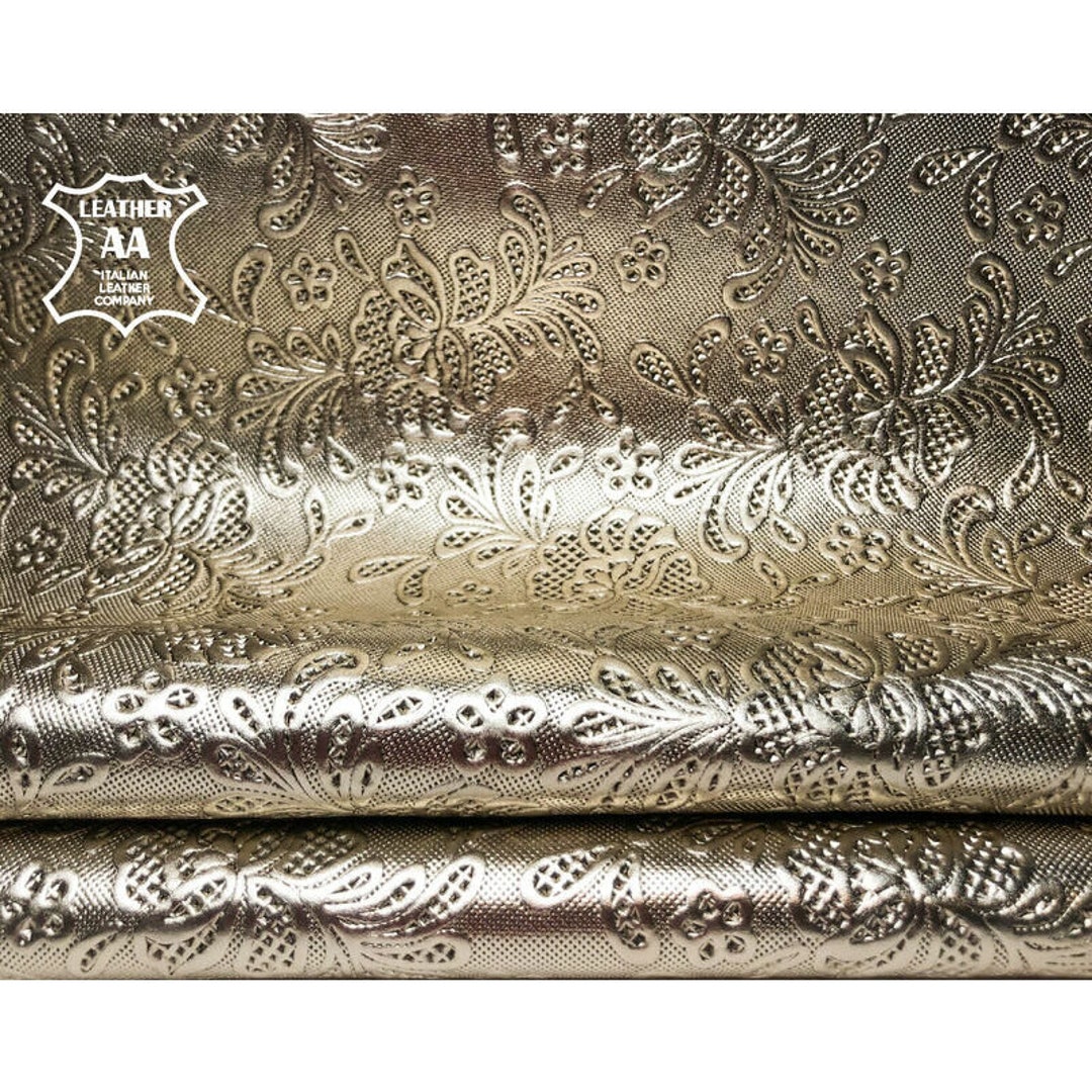 Light Gold Patent Leather // Flower Print Hides // Shiny Genuine ...