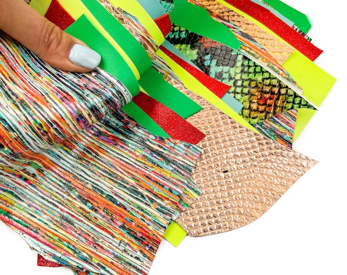 Summer Limited Bright RAINBOW Leather Scrap MIX / Premium - Etsy