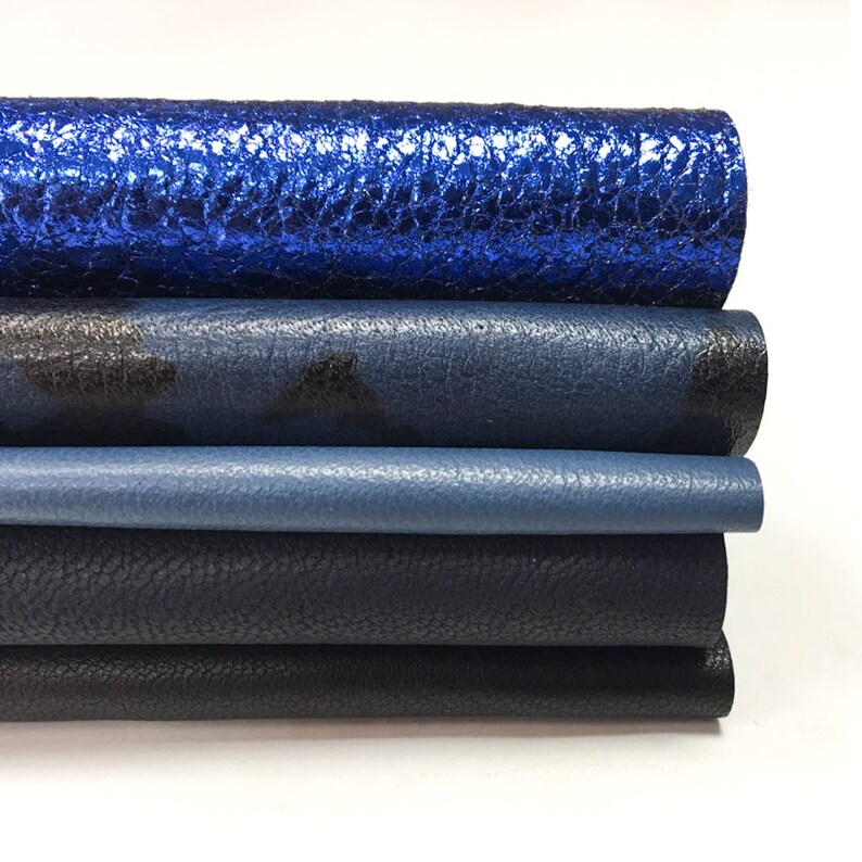 BLUE SNAKE Leather Scraps Dark Suede Blue Metallic Sheet 5x5 - Etsy