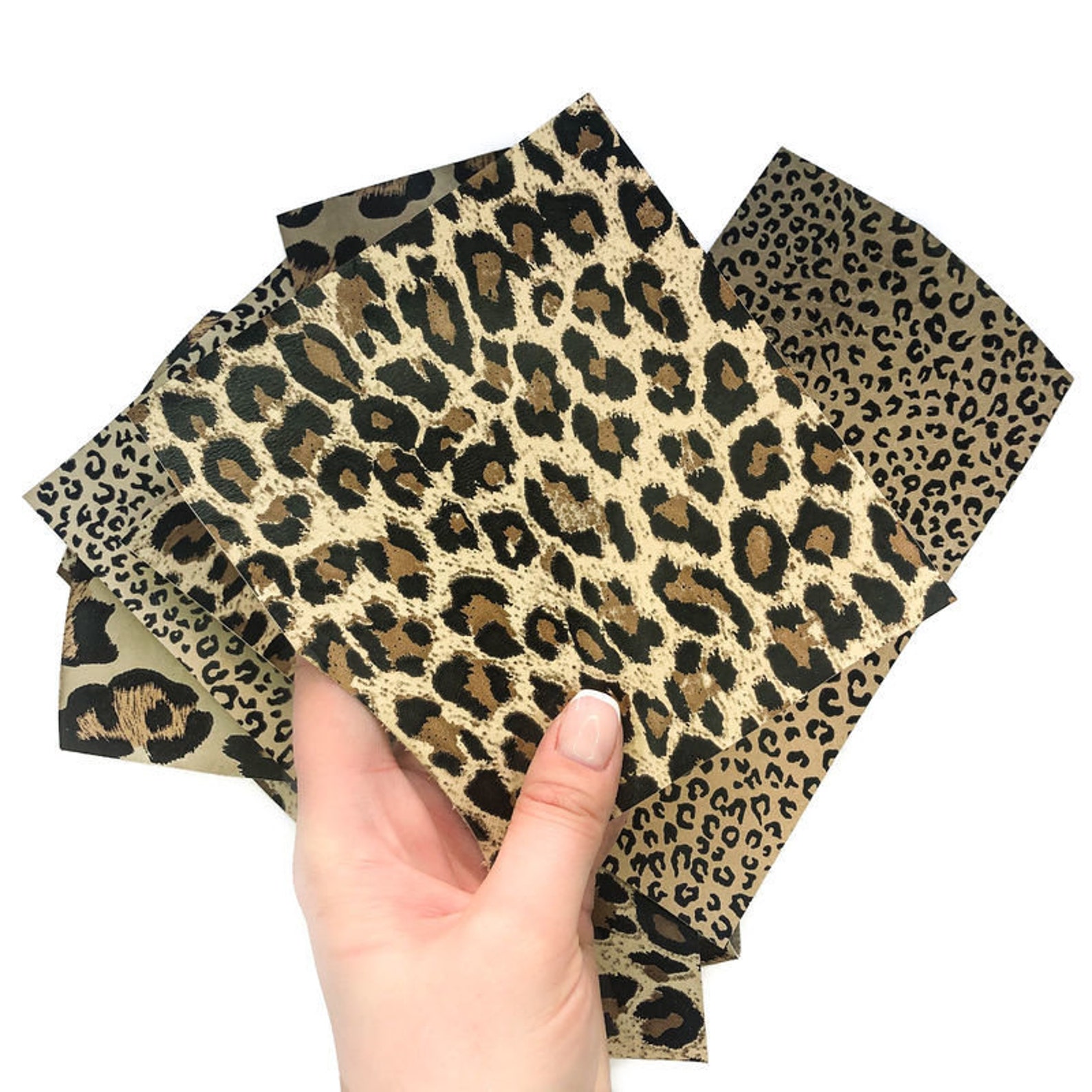 MIX LEOPARD Print Real Leather Scrap Pack Pre-cut DIY Genuine - Etsy