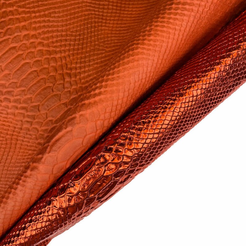 Dark Orange Leather Hides With Snake Print // Real Animal - Etsy