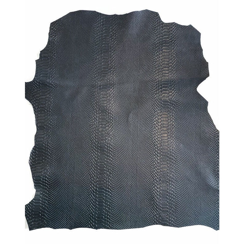 Dark Blue Leather Hides With Snake Print // Real Animal - Etsy