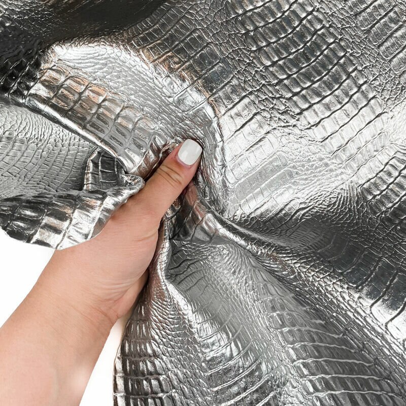 Materials Sewing & Fiber Metallic Silver Alligator // Genuine Sheepskin ...