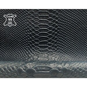 Dark Blue Leather Hides With Snake Print // Real Animal Leather // 4 5 ...