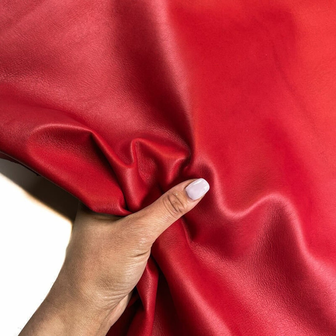 Bright Red Leather Hides Genuine Leather for Sewing Soft Double Sided ...