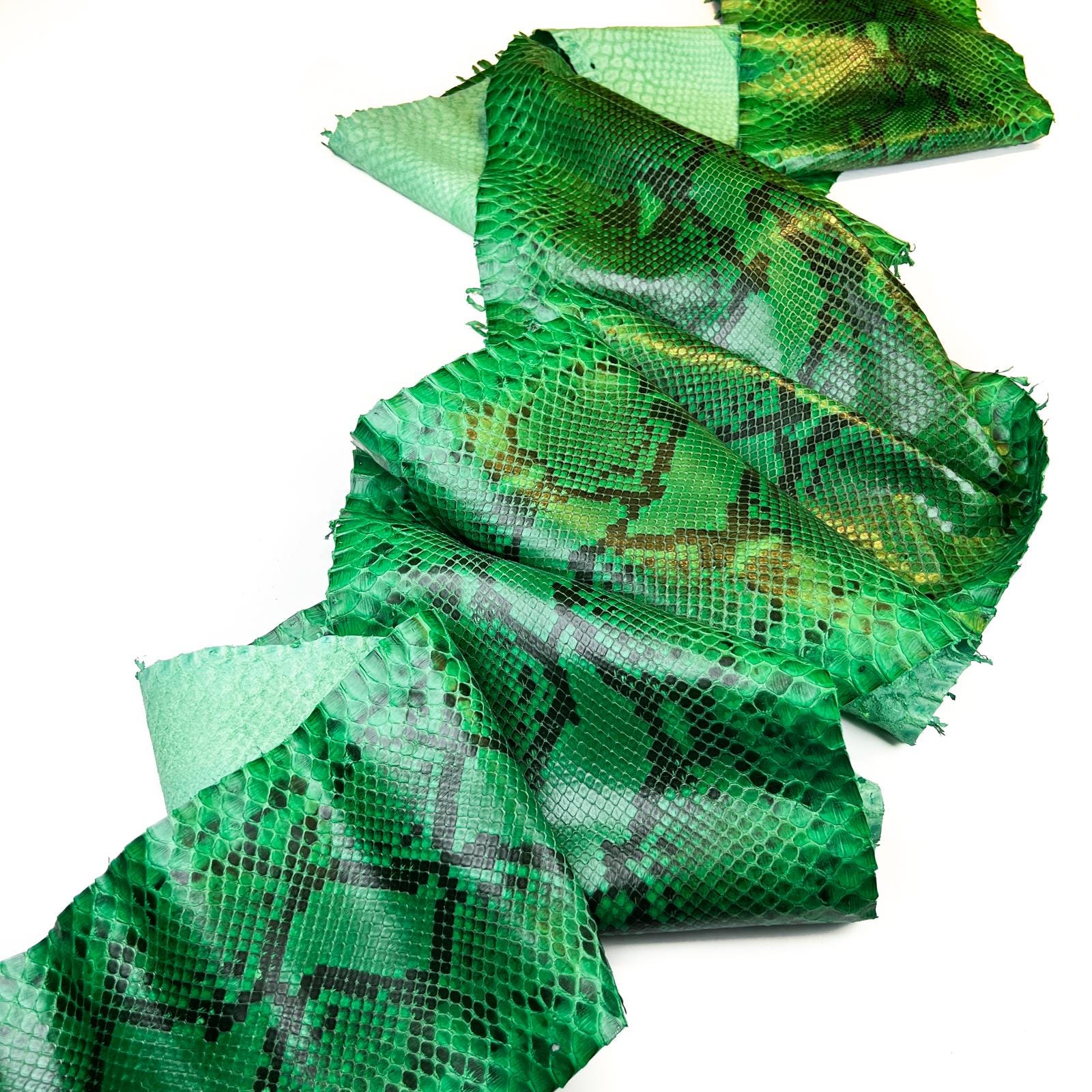 Bright Green Genuine Pythons Leather Full Skins 75cm // 2.6 Tf and ...