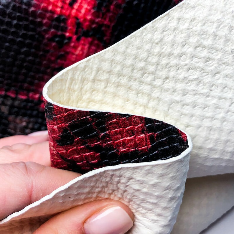 Classic Red Snake Print Leather Pieces / Genuine Lambskin | Etsy