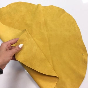 Bright Yellow Suede Leather // Yellow Velour Fabric for Sewing // 3.5 4 ...