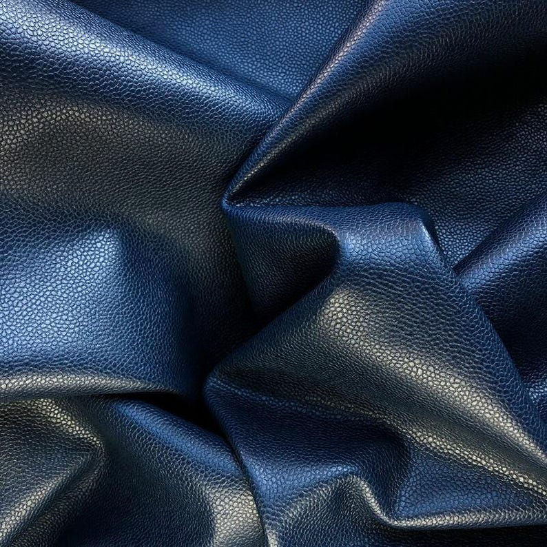 Dark Blue Pebbled Leather Hides // Thick Sewing Material // 6 - 9 Sqft ...