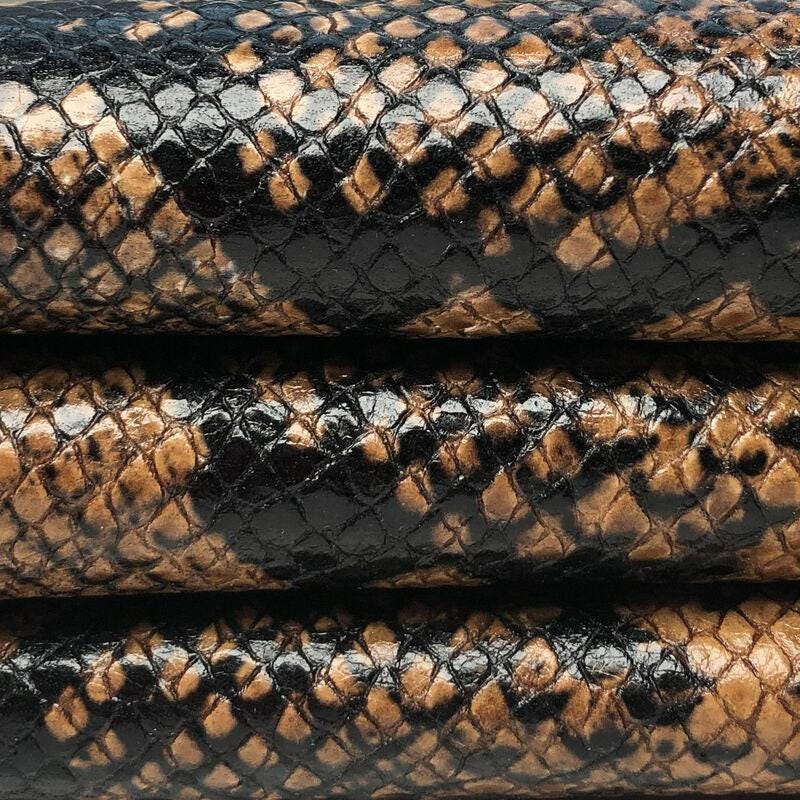 Brown Snake Print Lambskin Leather 6, 7 Sqft Pieces 0.8mm//2oz Amazon ...