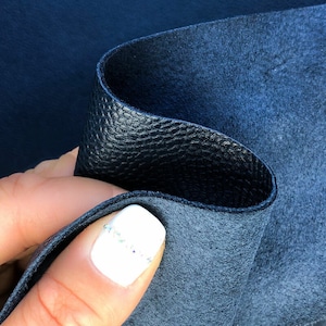 Dark Blue Pebbled Leather Hides // Thick Sewing Material // Lambskin ...