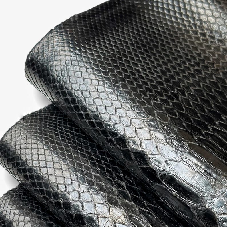 Real Shiny Black Python Hides Genuine Snakeskin Leather Real Scale ...