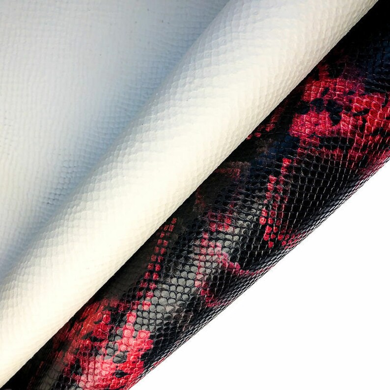 Classic Red Snake Print Leather Pieces / Genuine Lambskin | Etsy