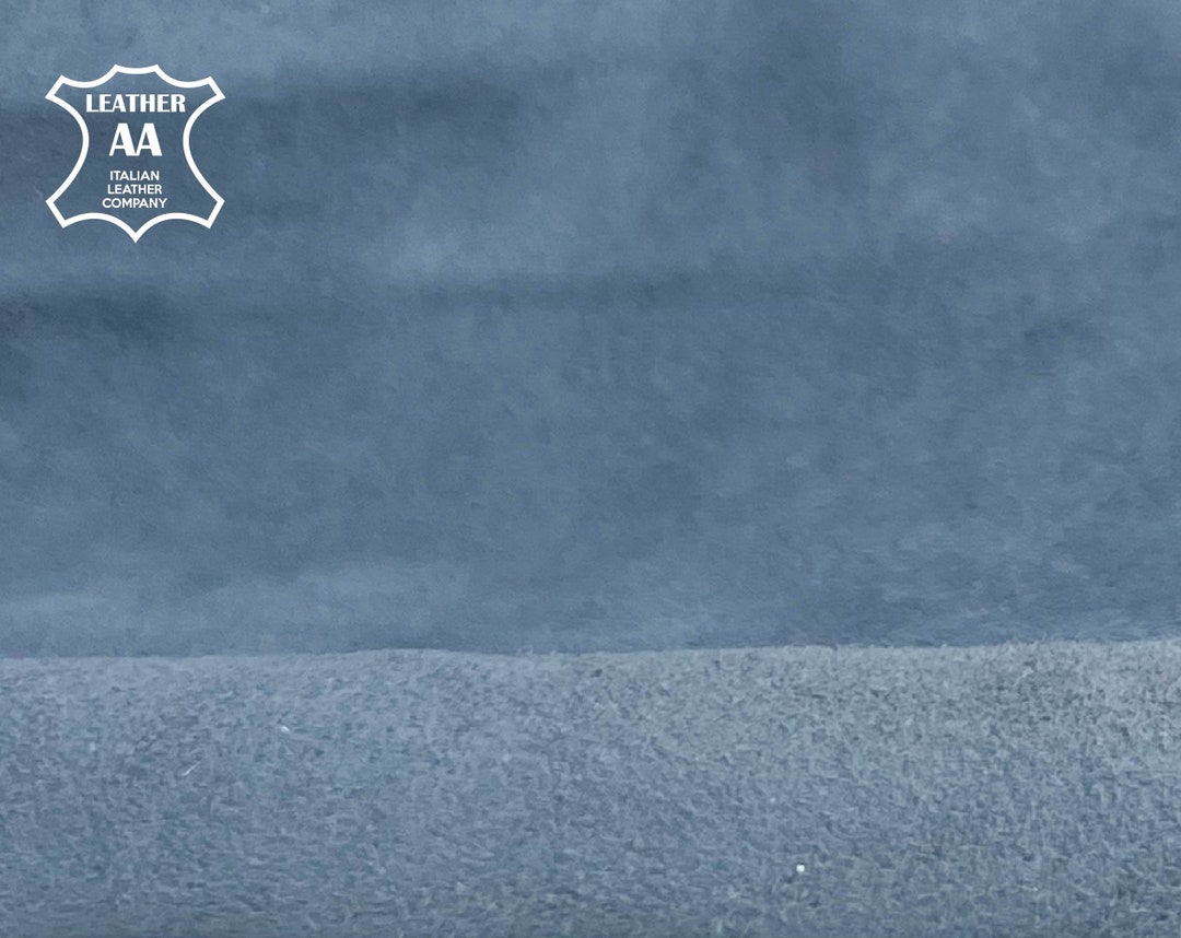 Gray BLUE Genuine Suede Fabric //very Thin Genuine Leather Pieces ...