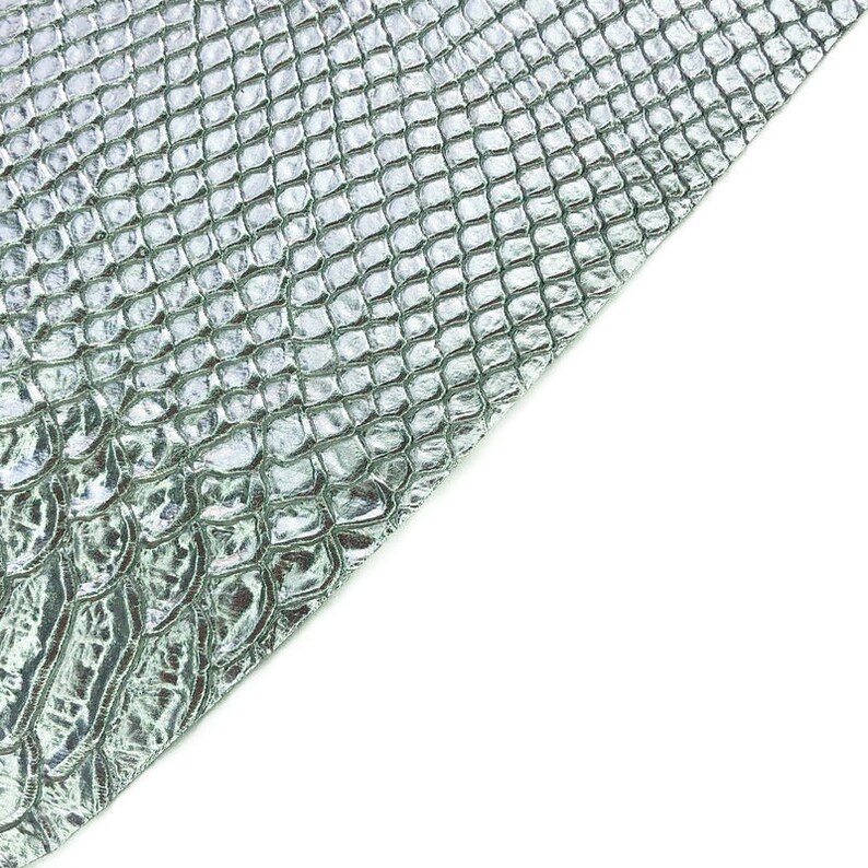 LIGHT SILVER SNAKE Genuine Leather Hide With Snake Print Real - Etsy