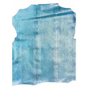 Light Blue Leather Hides With Snake Print // Real Animal Leather ...