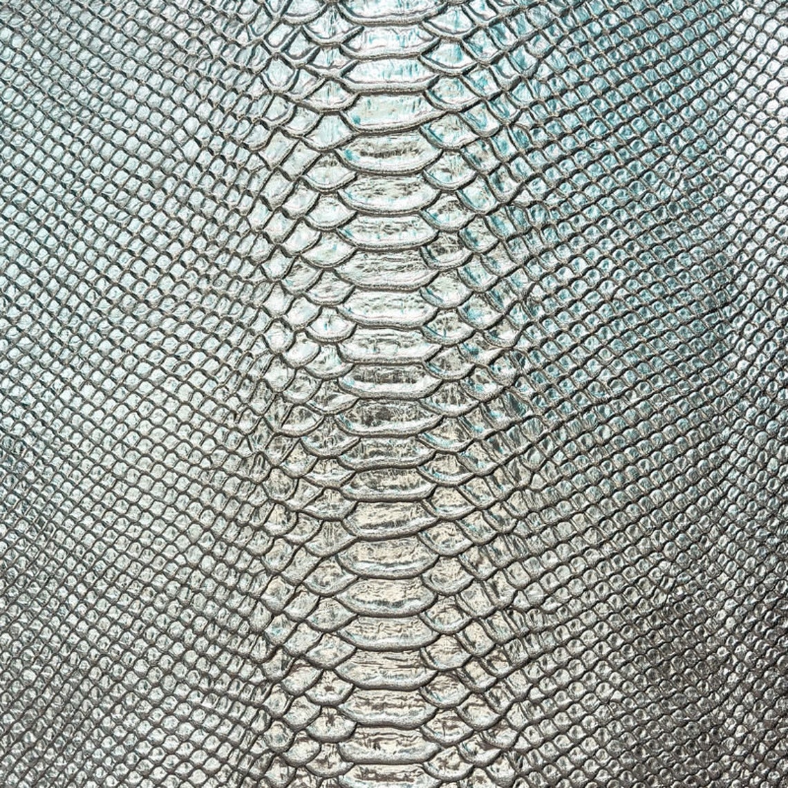 LIGHT SILVER SNAKE Genuine Leather Hide With Snake Print Real - Etsy