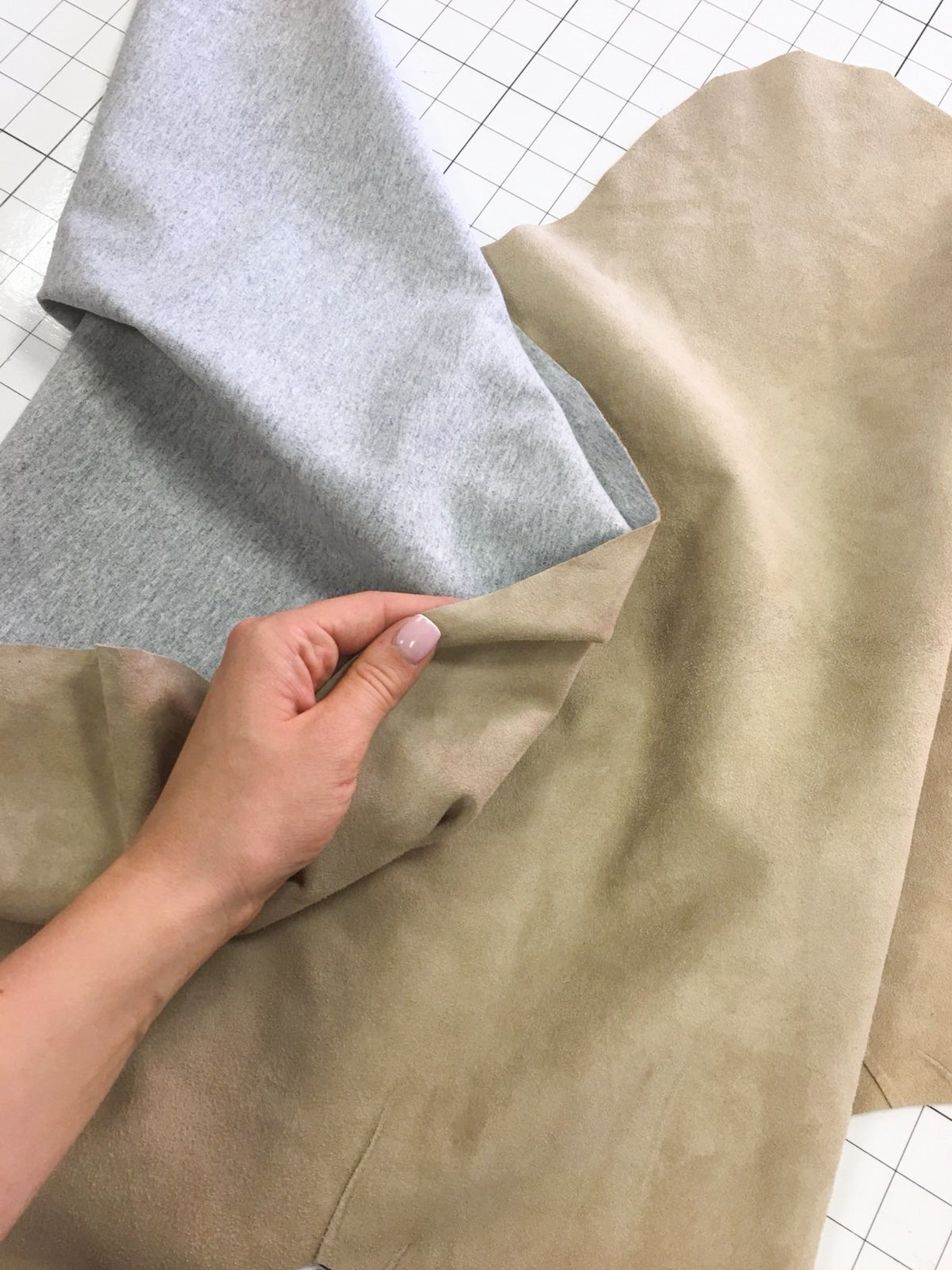 BEIGE Suede Stretch Fabric Brown Suede Leather Elastic Leather | Etsy
