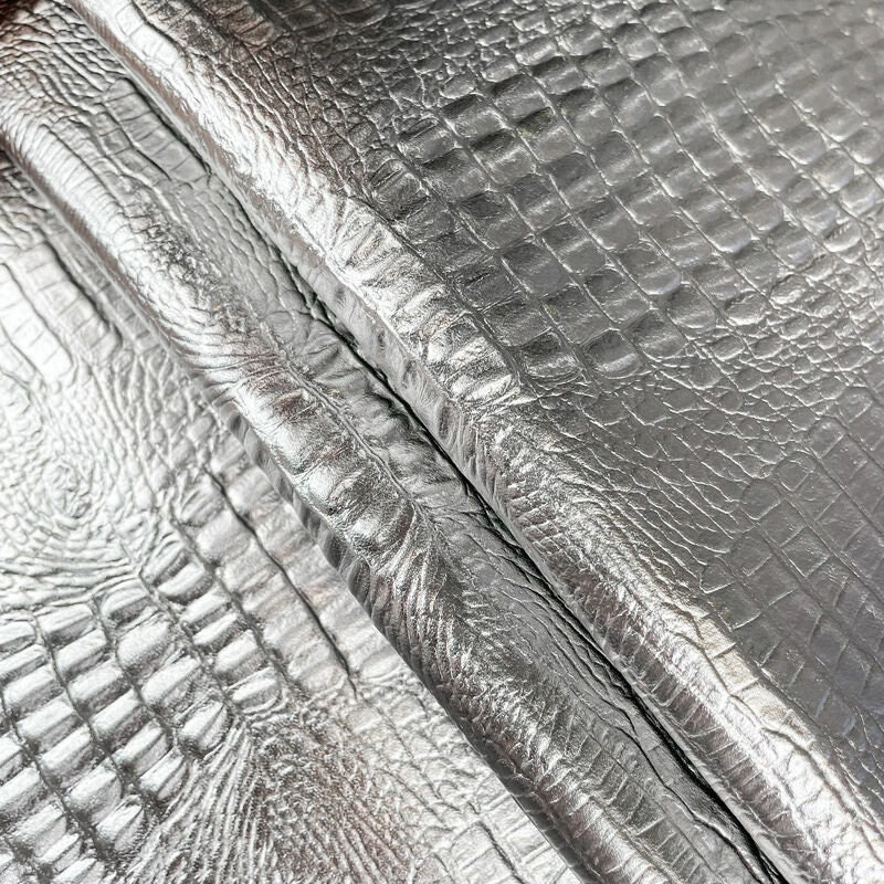 Materials Sewing & Fiber Metallic Silver Alligator // Genuine Sheepskin ...