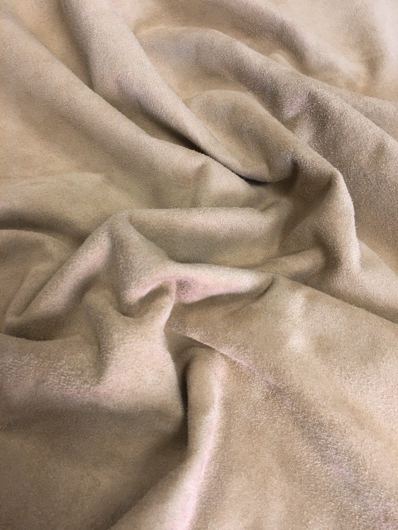 BEIGE Suede Stretch Fabric Brown Suede Leather Elastic Leather | Etsy