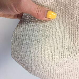 Beige PERLAMUTER SNAKE Print Genuine Leather Pieces With Cloth on Back ...