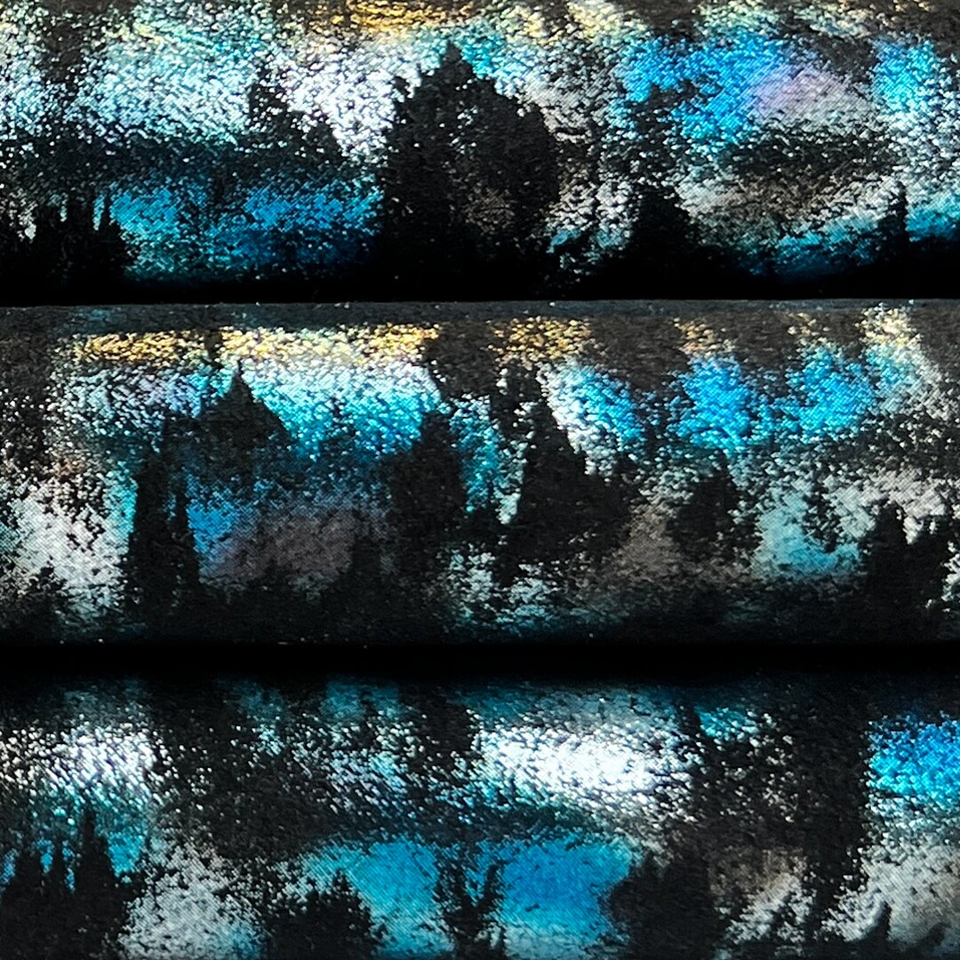 Blue and Silver Shiny Leopard Print on Black Suede Lambskin Leather 6 ...