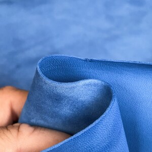 Dusty Blue Suede Leather Hides Soft Velour Fabric 3 4 Sqft Genuine ...