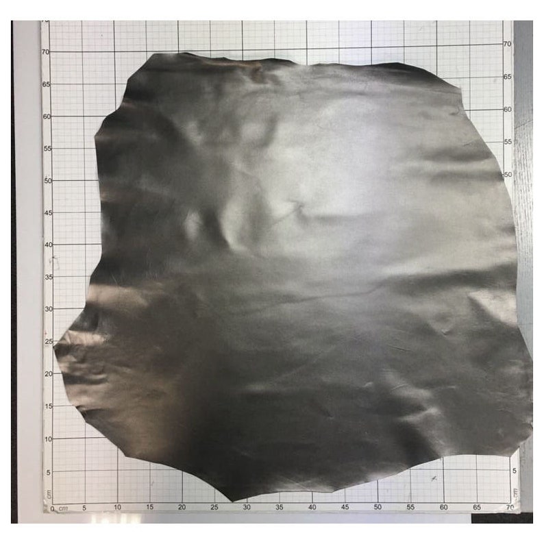 Silver Leather Fabric Shiny Metallic Skin Real Leather DARK - Etsy