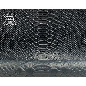 Dark Blue Leather Hides With Snake Print // Real Animal - Etsy