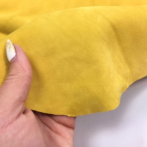 Bright Yellow Suede Leather // Yellow Velour Fabric for Sewing // 3.5 4 ...