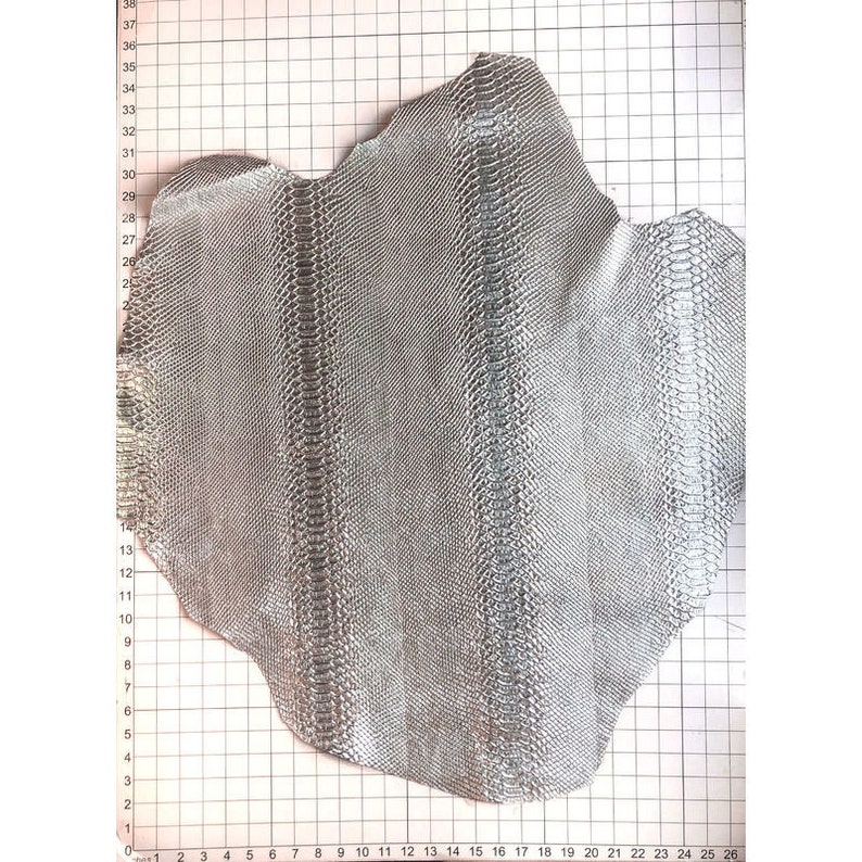 LIGHT SILVER SNAKE Genuine Leather Hide With Snake Print Real - Etsy