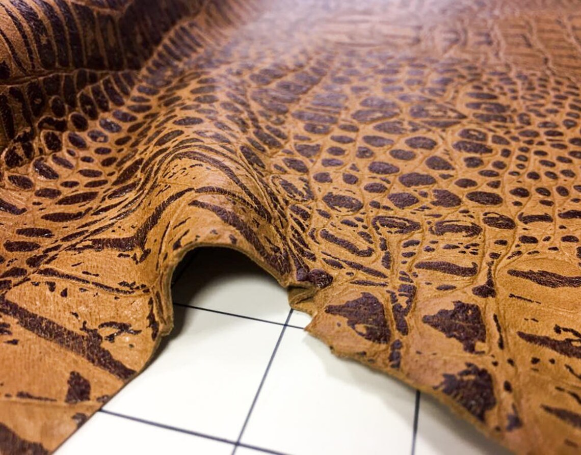 Crocodile Print Leather Fabric Brown Leather Fabric Natural - Etsy