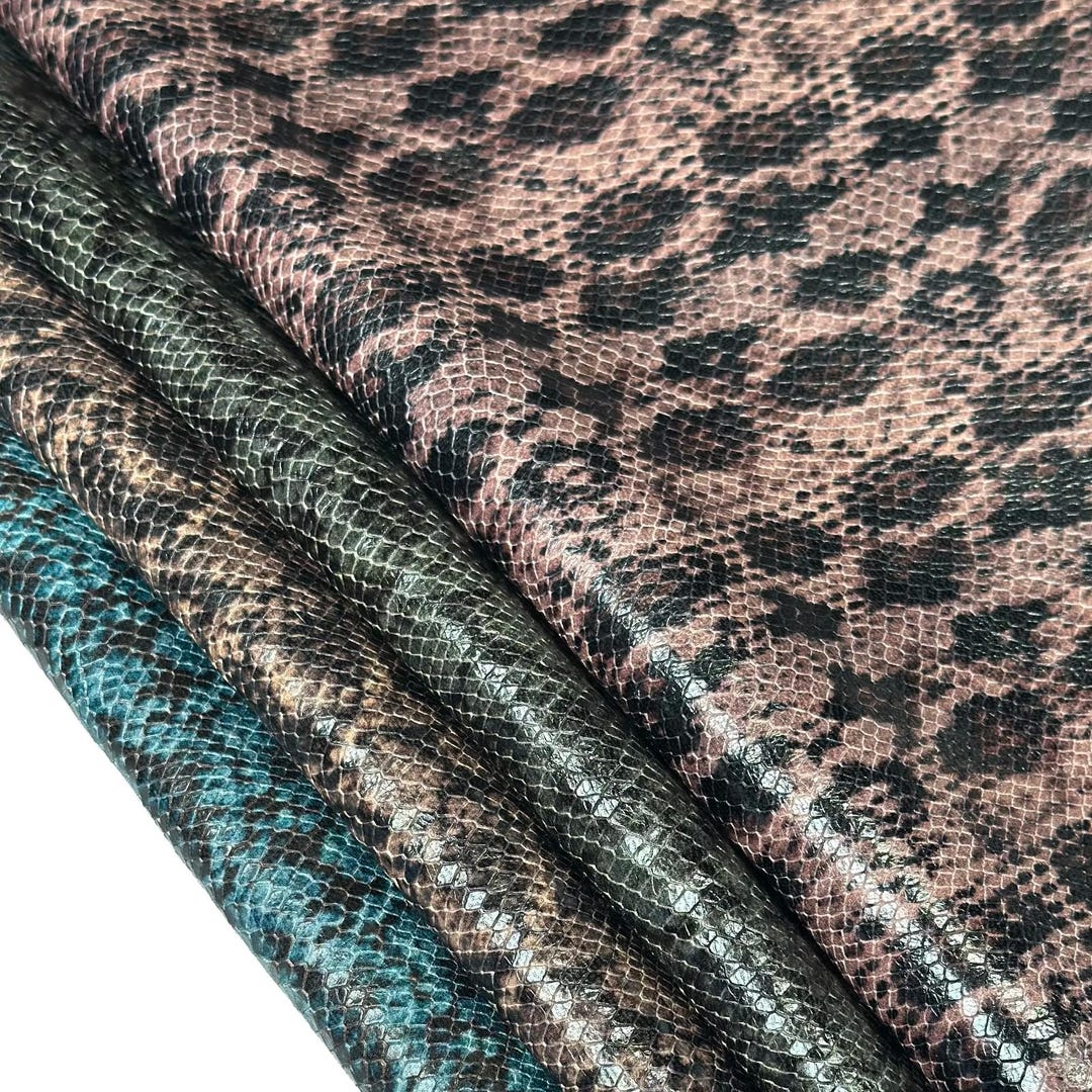 Snake Print Mix Lambskin Leather // Choose Color & Size // 0.9–1.1 Mm ...