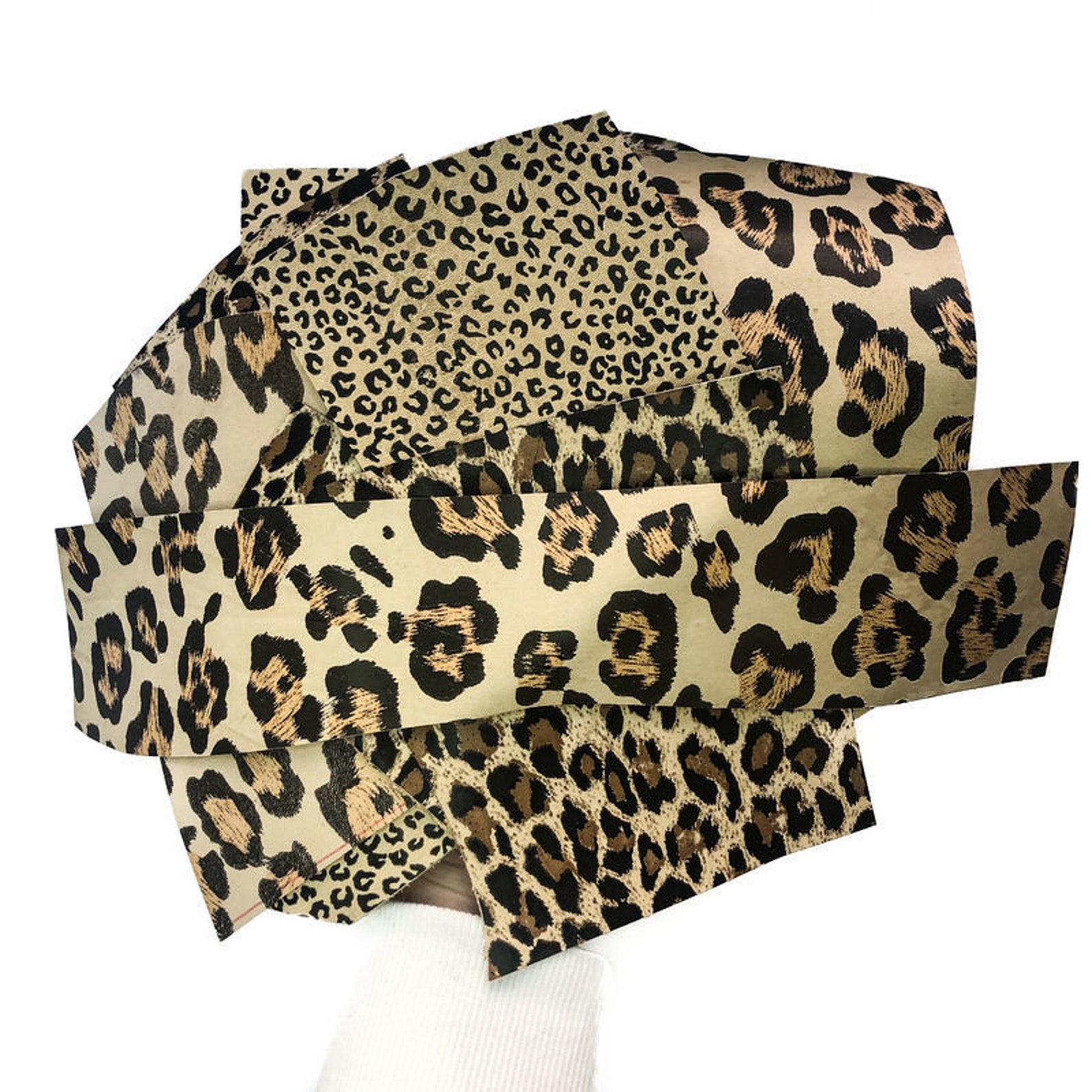 MIX LEOPARD Print Real Leather Scrap Pack Pre-cut DIY Genuine - Etsy