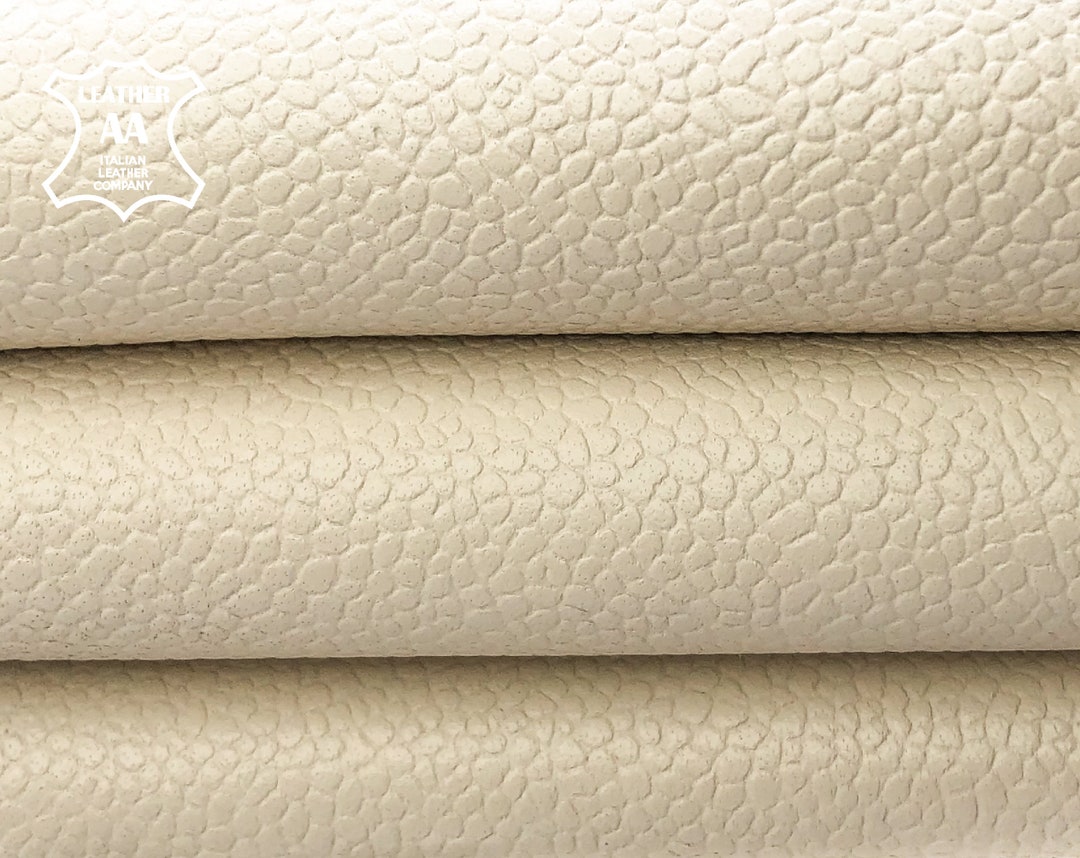 Milk White Genuine Leather Hides // Pebbled Leather Material // Cream ...