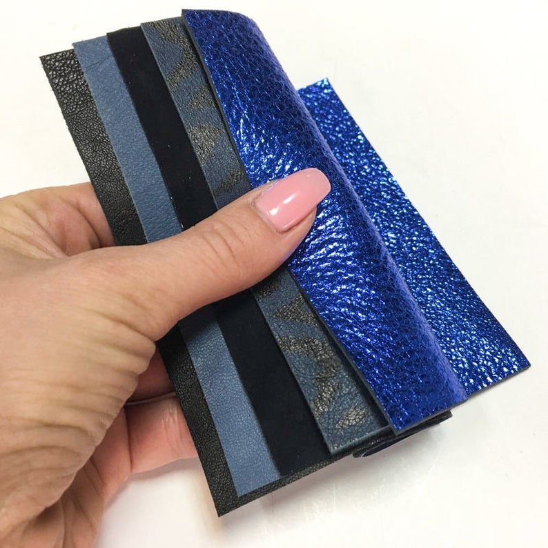 BLUE SNAKE Leather Scraps Dark Suede Blue Metallic Sheet 5x5 - Etsy