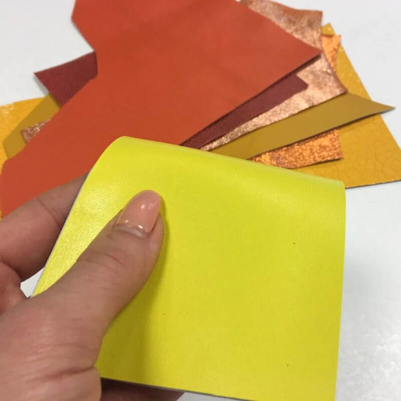 YELLOW and ORANGE Scraps off Cut Mix Real Leather Scrap Packs DIY ...