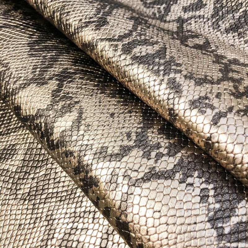 Metallic Nacre Color Snakeskin Print Leather // The Size of A | Etsy